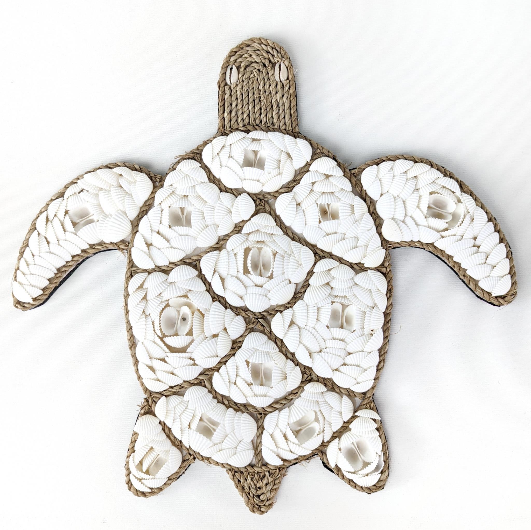 Hamptons Coastal White Shell Sea Turtle Wall Art – Coast to Country Decor